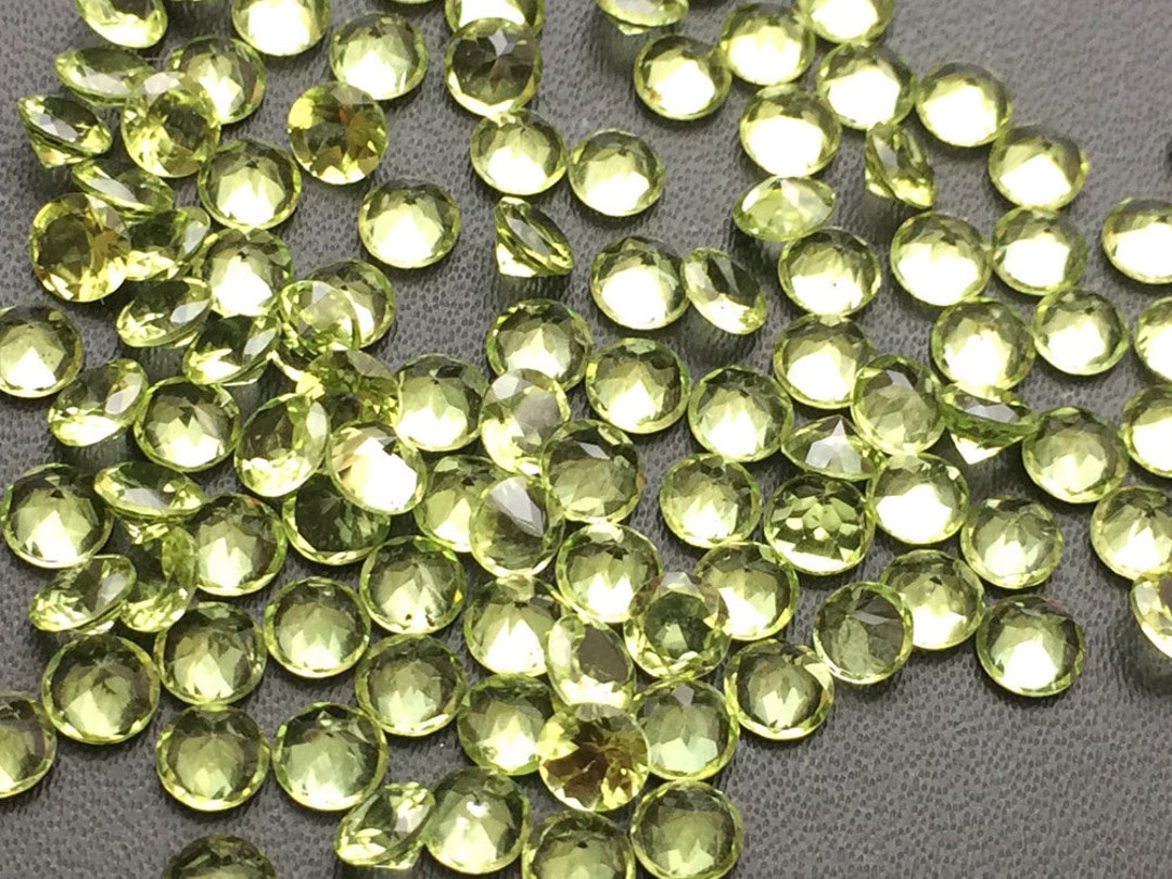 4mm Peridot Round Cut Stone Lot, Pointed Back Round Faceted Peridot ...