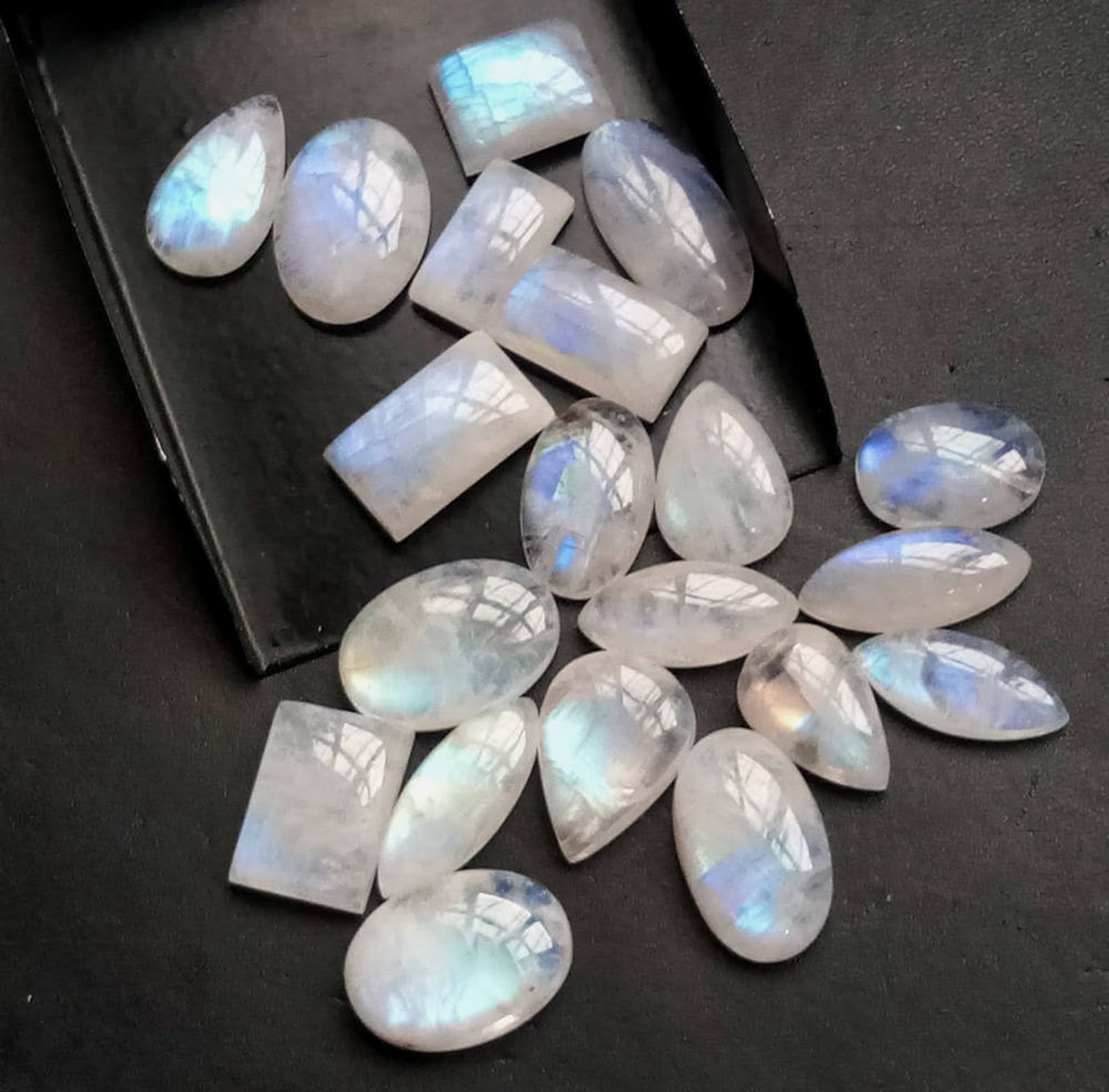 12x18mm - 13x23mm Rainbow Moonstone Mix Shape Plain Cabochons, Loose ...