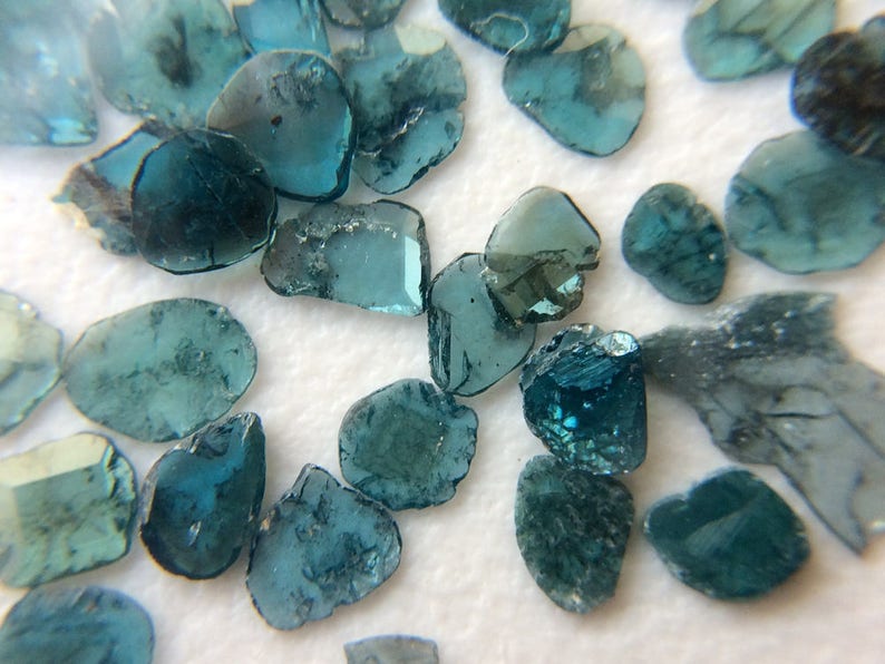 3-4mm Blue Diamond Faceted Slices Beautiful Blue Diamond | Etsy