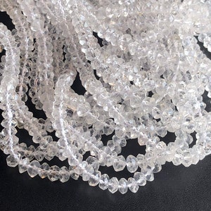 4mm Crystal Quartz Faceted Rondelles, Crystal Quartz Beads, Crystal ...