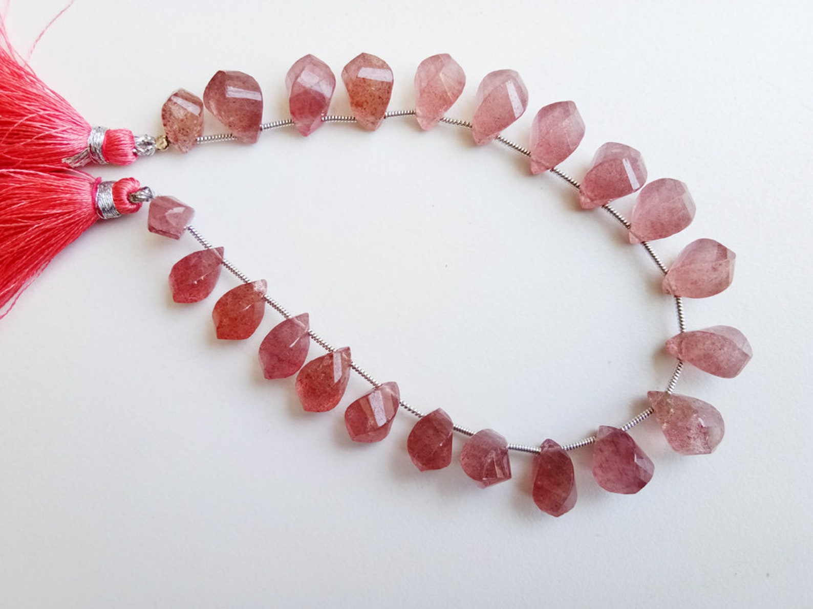 12mm Strawberry Quartz Beads, Natural Strawberry Quartz Faceted Twisted ...