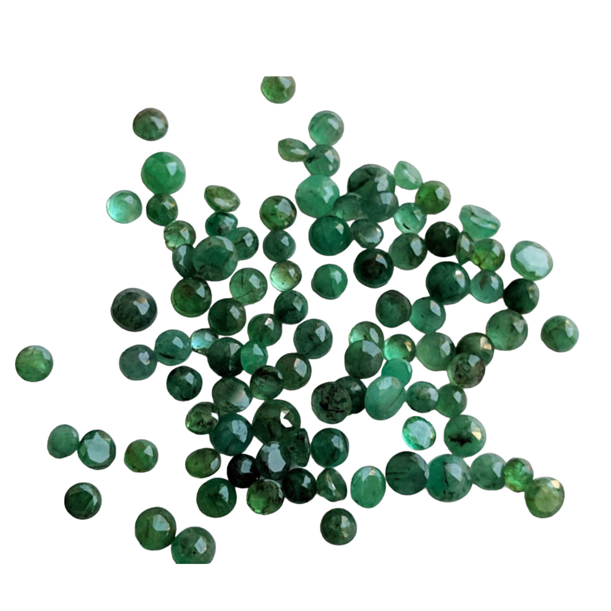3-5mm Emerald Round Cut Stones, Natural Loose Emerald Faceted Round ...