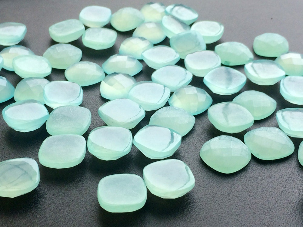 15mm Aqua Chalcedony Cushion Cut Flat Back Cabochons 5 Pieces | Etsy