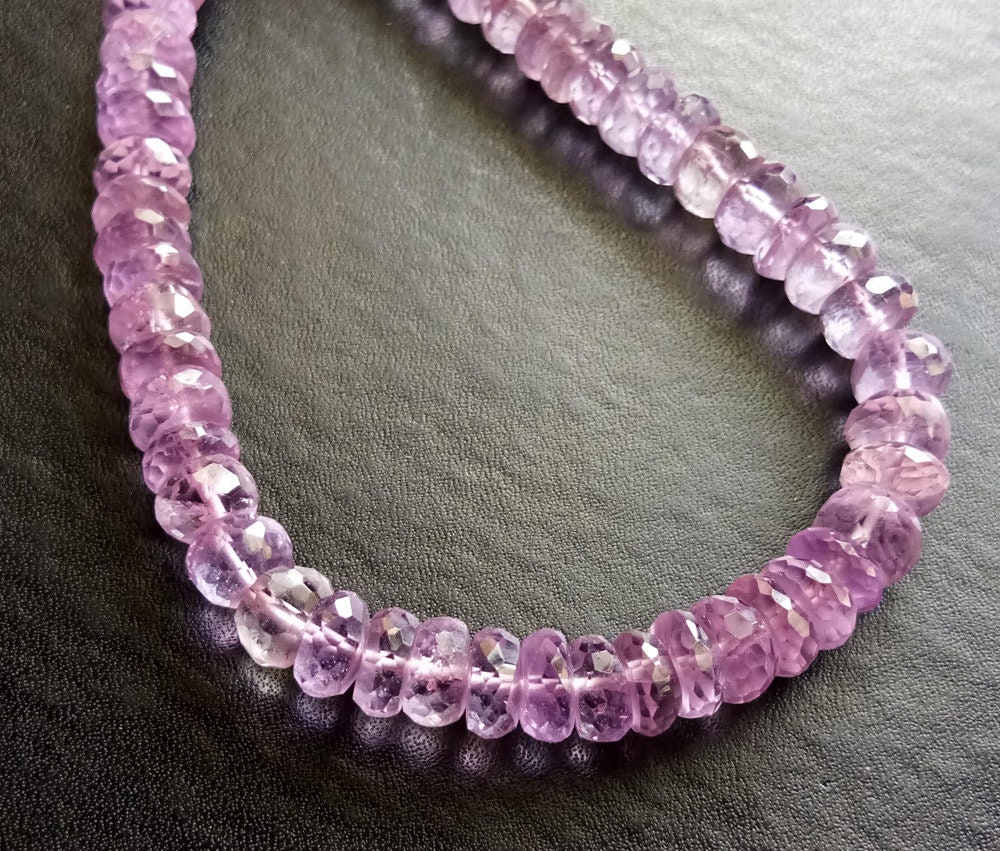 7mm Pink Amethyst Faceted Rondelle Beads, Pink Amethyst Beads, Pink ...