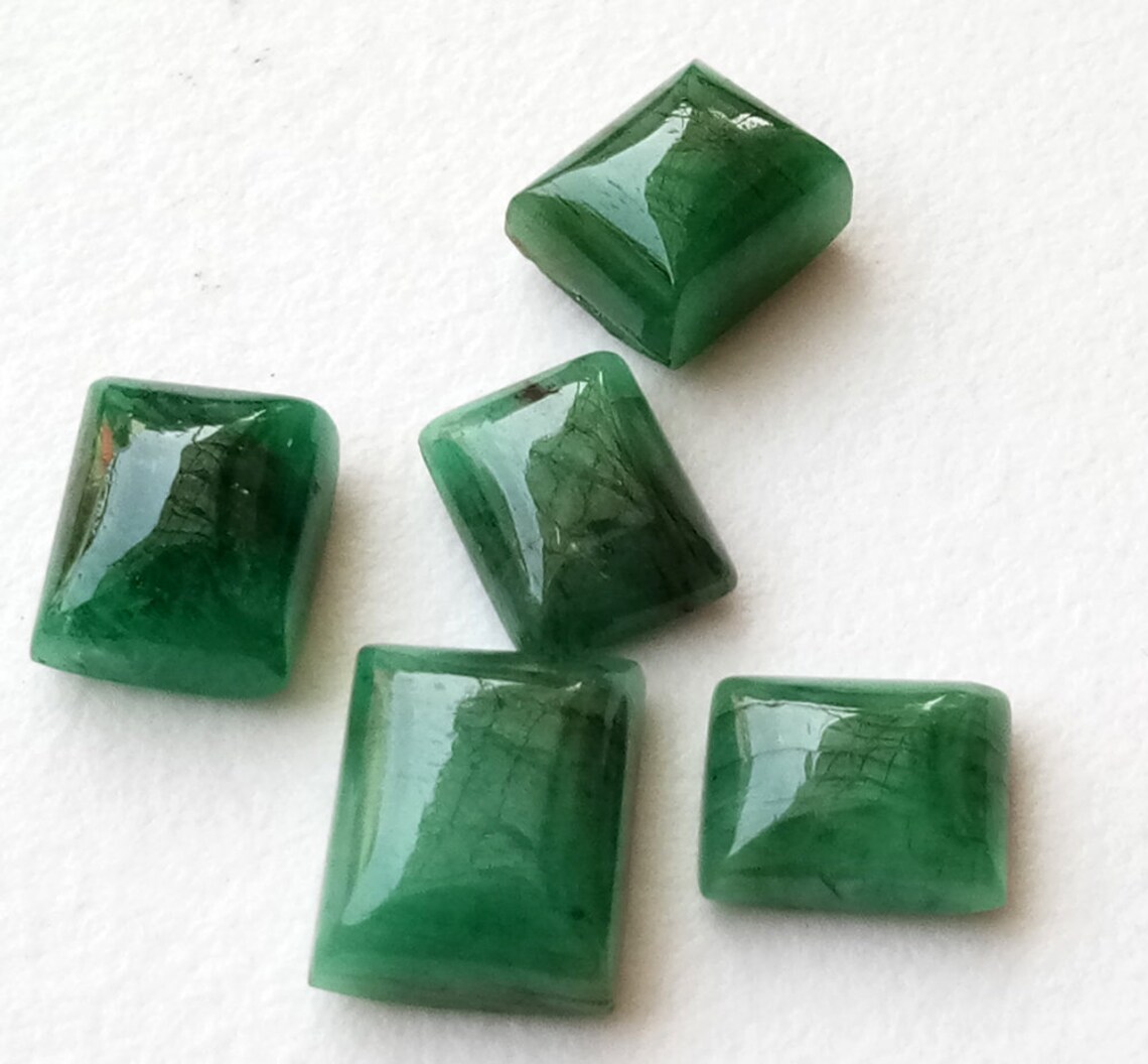 6x8mm Approx Emerald Plain Rectangle Cabochon, Natural Loose Emerald ...