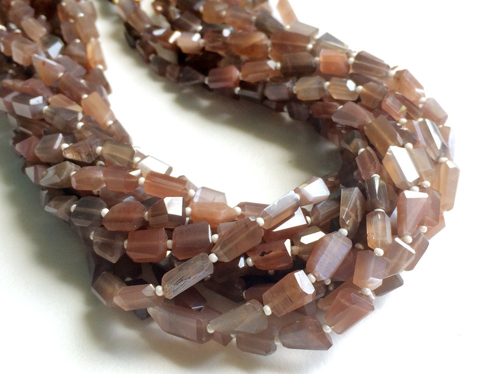 7-10mm Chocolate Moonstone Step Cut Faceted Tumbles Chocolate | Etsy