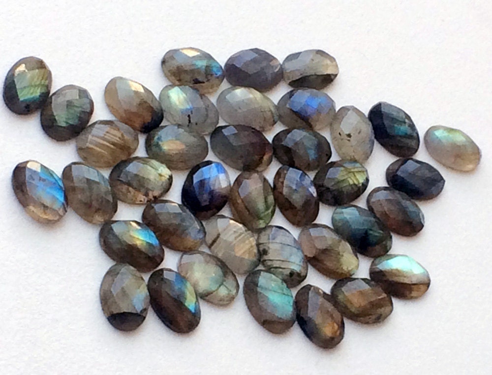 9X14mm Labradorite Rose Cut Oval Cabochons Labradorite | Etsy