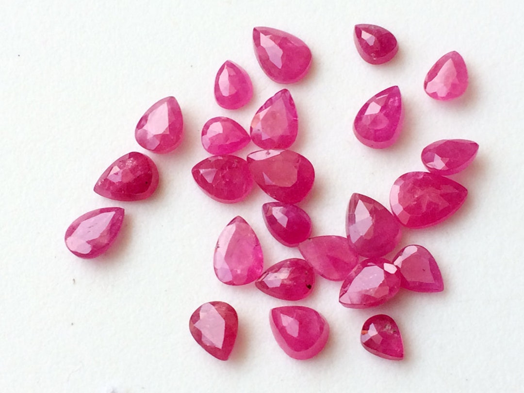 4x5.5mm - 5x8mm Ruby Mozambique Pear Cut Stone, Natural Ruby Faceted ...