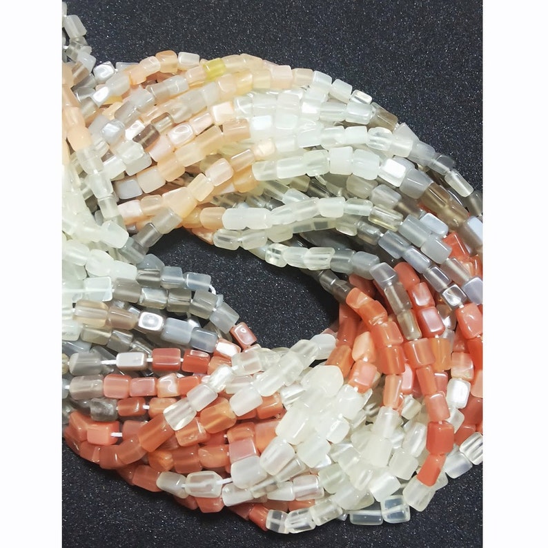 3x5mm Multi Moonstone Box Beads Moonstone Cubes Multi | Etsy