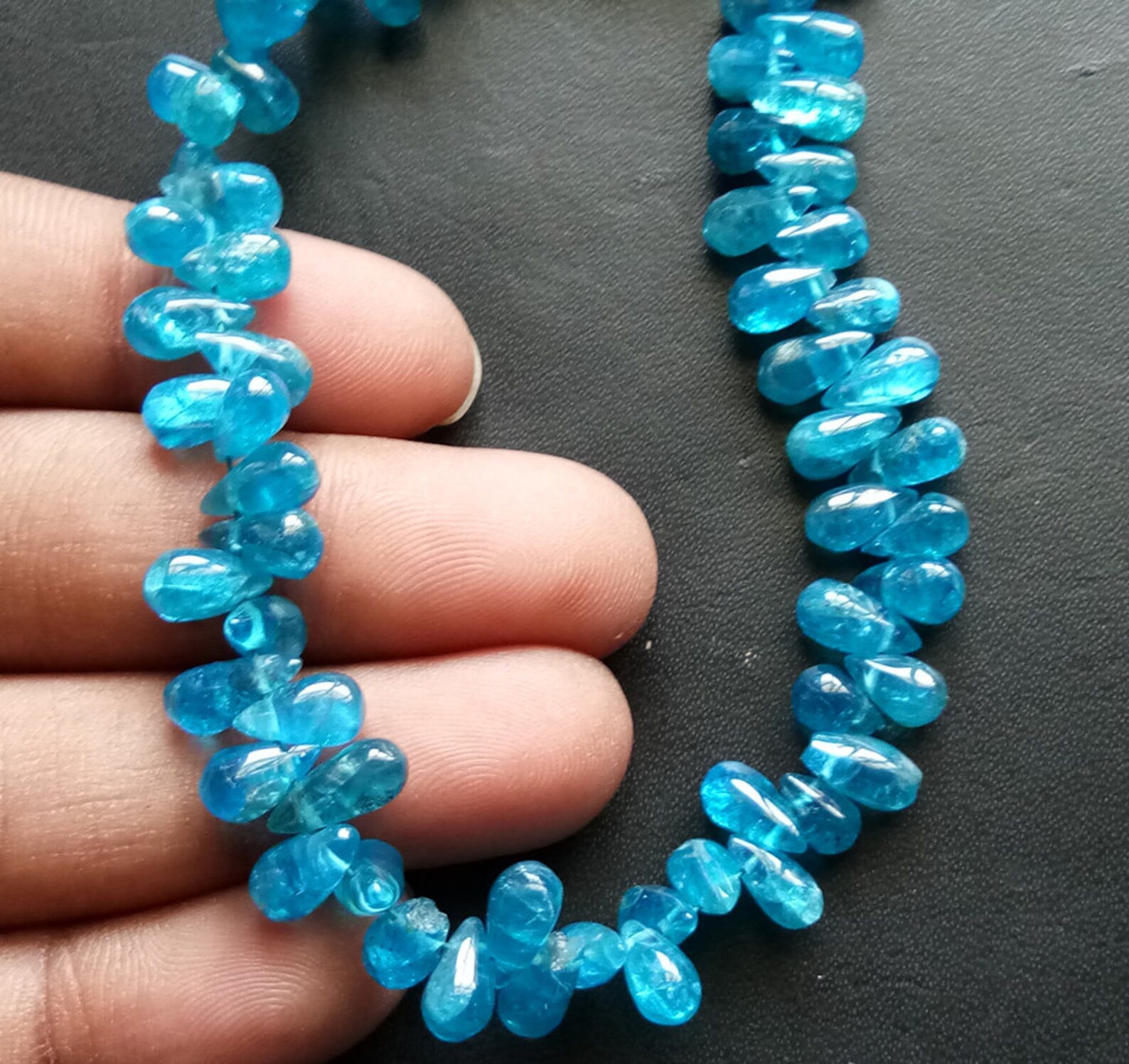3x6mm 4x8mm Neon Blue Apatite Plain Tear Drop Beads Apatite | Etsy