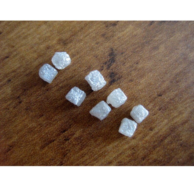 2.5mm White Diamond Cubes Matched Pair Rough Diamond Raw - Etsy
