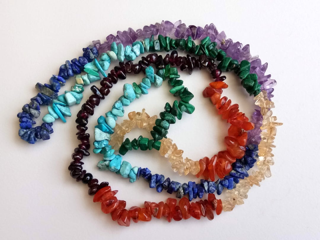 5-7mm Seven Chakra Chips, Natural Healing Seven Multi Chakra Bead, Body ...