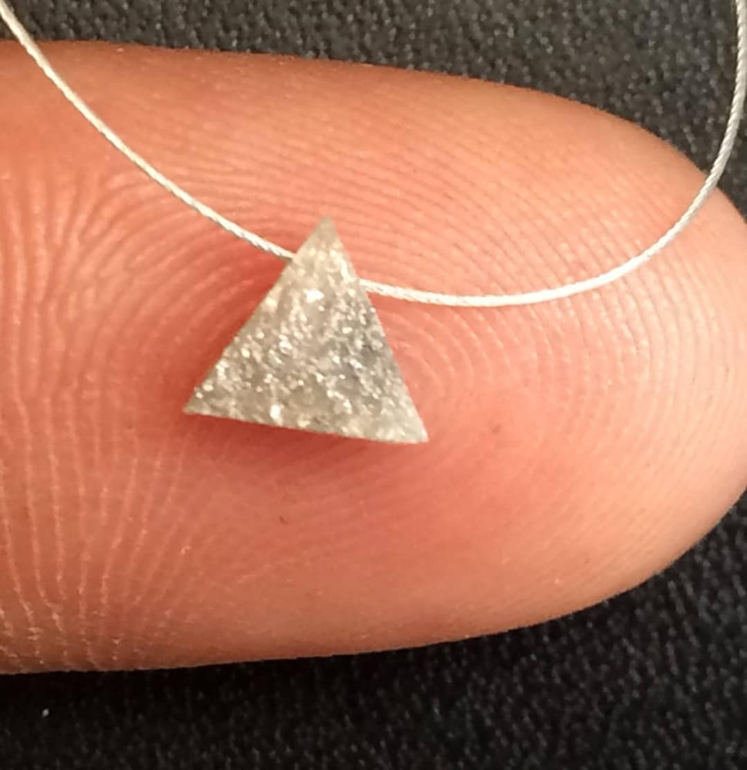 4.5mm Grey White Raw Diamond Triangle Pendant, Laser Cut Natural Rough ...