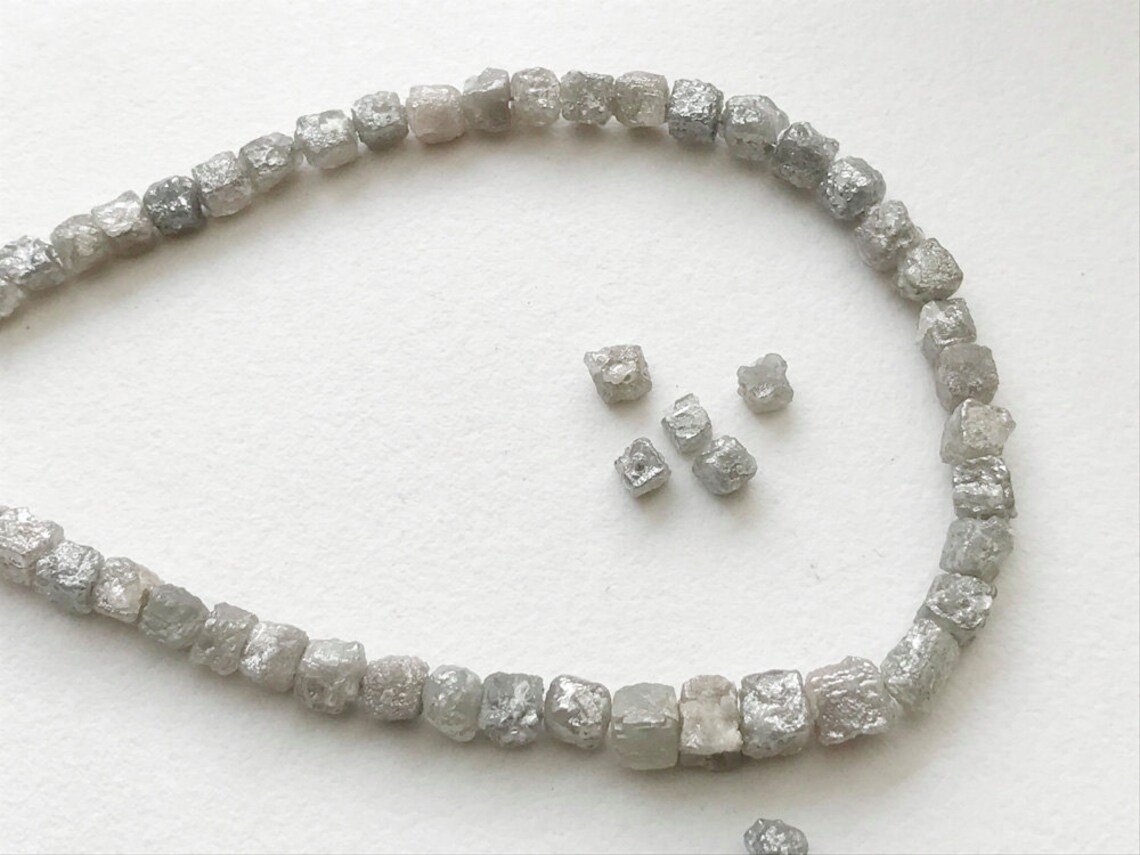 3.5-4.5mm White Grey Diamond Box Cube Natural Drilled Rough - Etsy