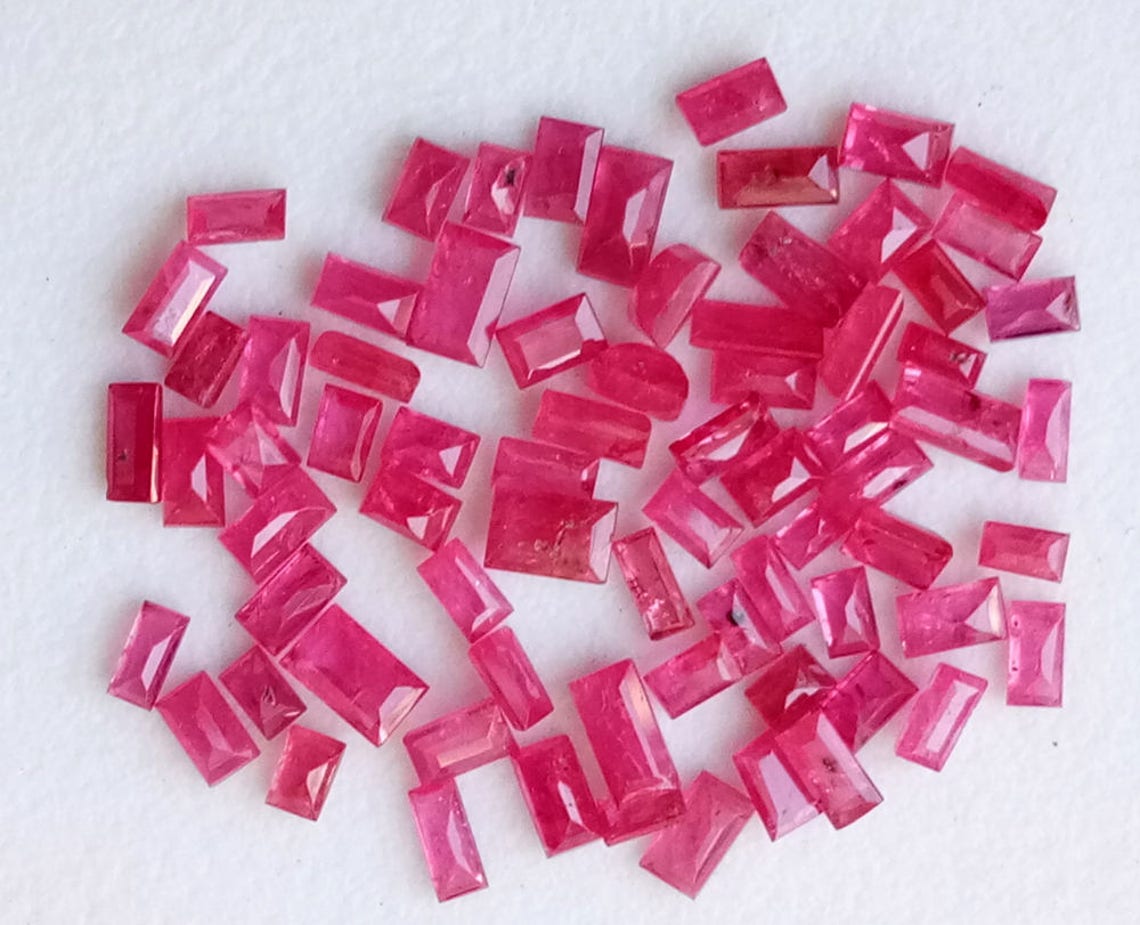 2x3mm 2.5x4mm Ruby Baguette Cut Stone Natural Ruby | Etsy