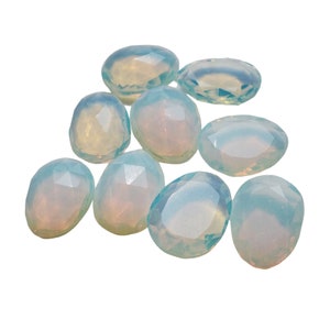14x18mm to 16x21mm Opal Hydro Quartz Rose Cut, Opalite Rosecut Cabochon ...