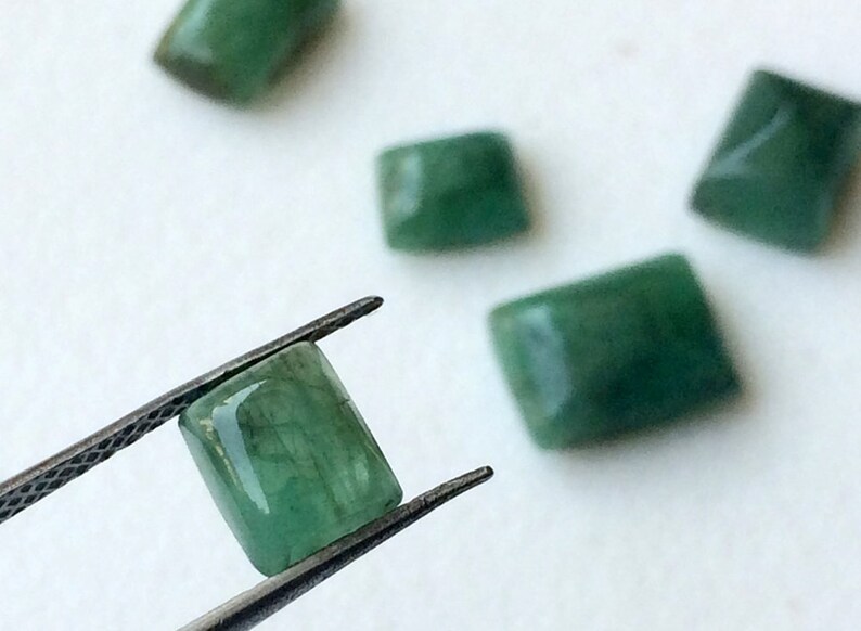 4.9x5.8mm-5x6.3mm Emerald Plain Rectangle Cabochon, Natural Loose ...