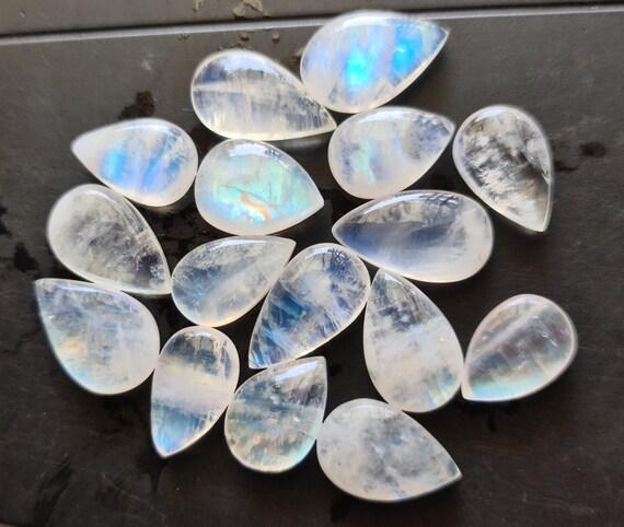 16-20mm Rainbow Moonstone Pear Shaped Plain Both Side Flashy | Etsy