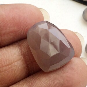 16-19mm Grey Chalcedony Rose Cut Cabochons, Flat Back Grey Chalcedony ...