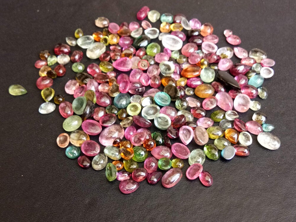 3-9mm Tourmaline Plain Mix Shape Cabochons, Natural Multi Tourmaline ...