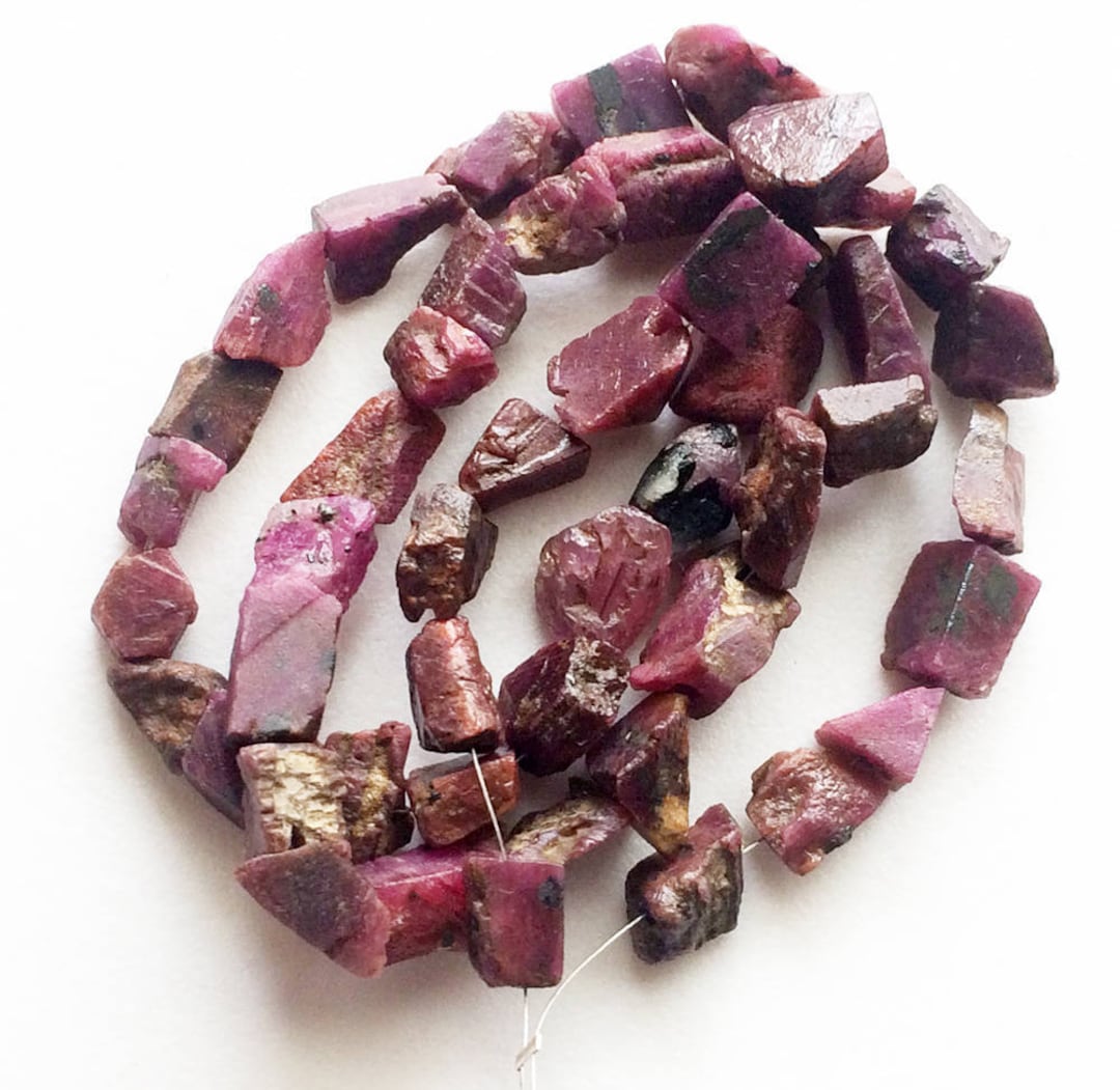 6-12mm Ruby Rough Strand, Natural Ruby Beads, Rough Indian Ruby ...