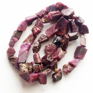 6-12mm Ruby Rough Strand, Natural Ruby Beads, Rough Indian Ruby ...