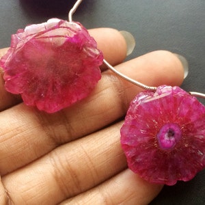 26-35mm Pink Solar Quartz, 7pcs Solar Quartz Beads, Stalactite Slice ...
