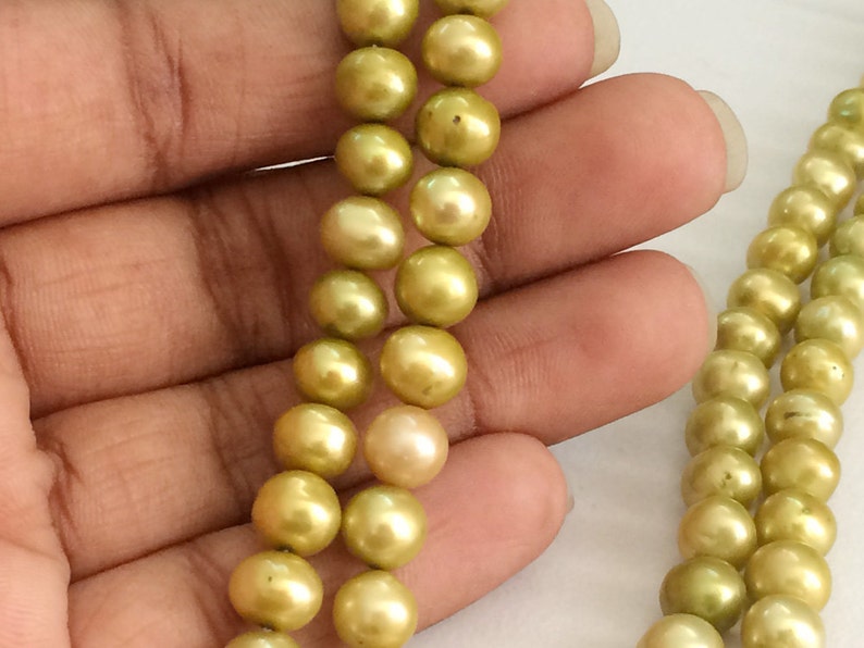 7-7.5mm Yellow Gold Color Pearls Natural Fresh Water Rondelle | Etsy