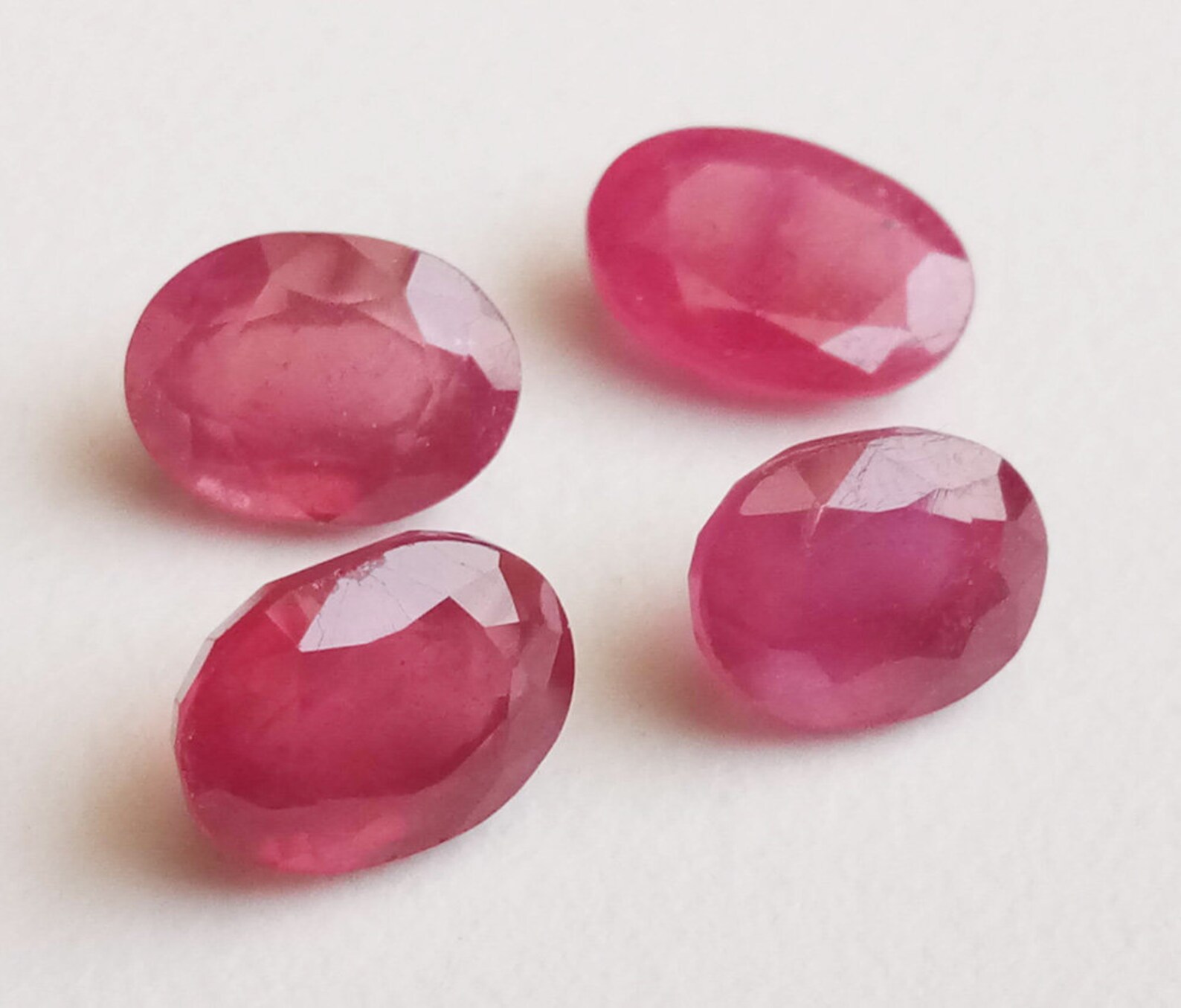 7.9x10.5mm - 8.6x11.6mm Ruby Glass Filled Oval Cut Cabochons, Oval ...