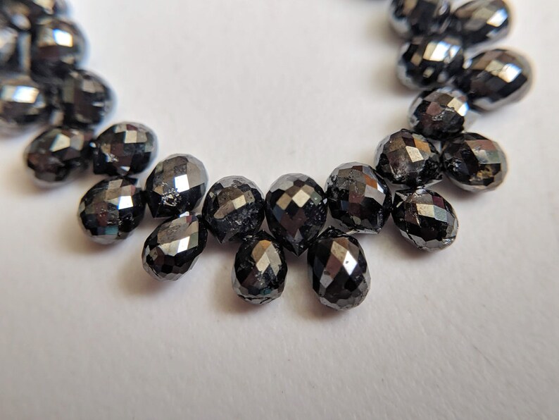 2.5x3mm-3x5mm Black Faceted Diamond Drops Black Faceted - Etsy