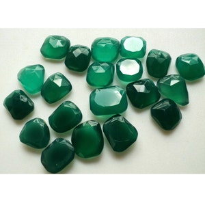 11x12mm to 12x15mm Green Onyx Rose Cut Cabochons, Green Onyx Faceted ...