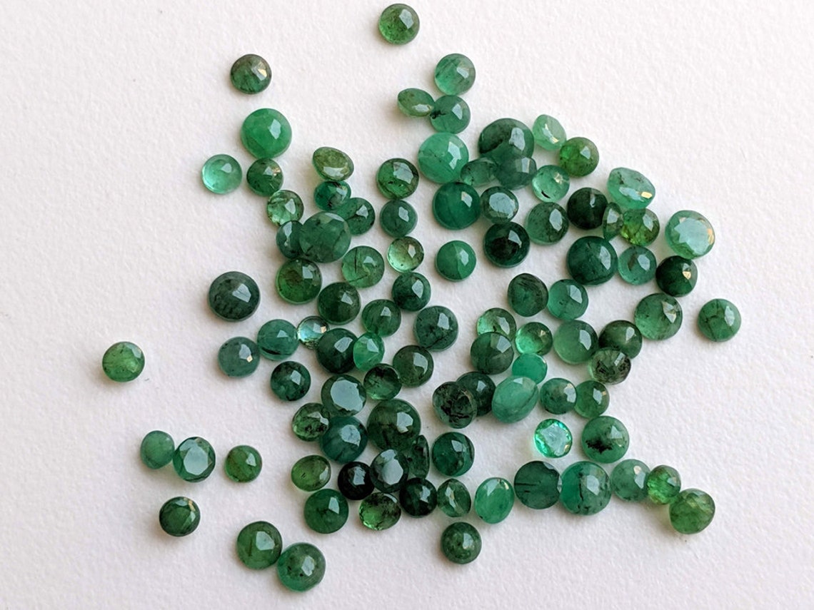 3-5mm Emerald Round Cut Stones, Natural Loose Emerald Faceted Round ...