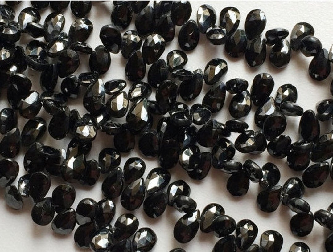 7x10mm Black Onyx Faceted Pear Shaped Briolettes, Black Onyx Faceted ...