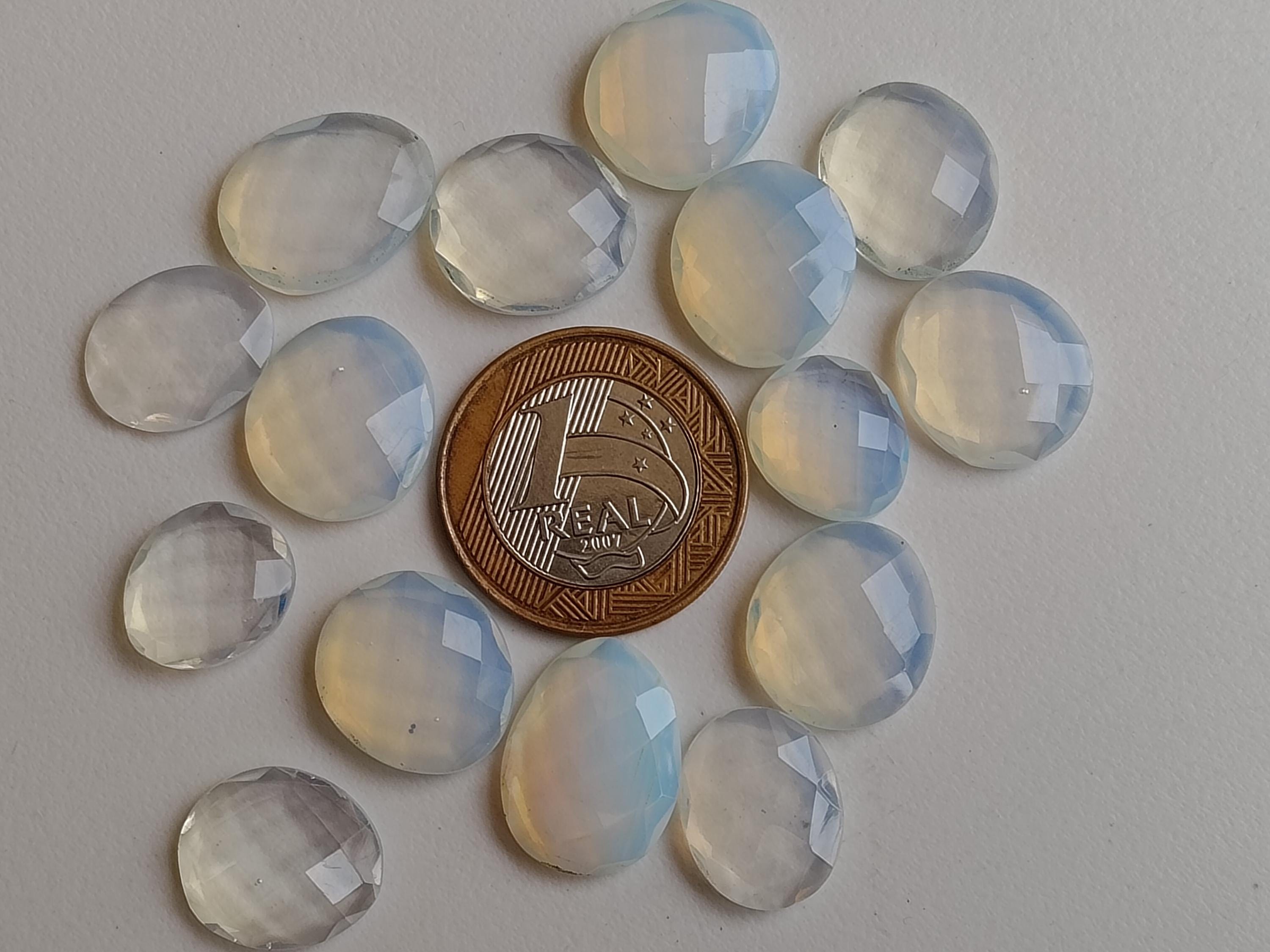 14x18mm to 16x21mm Opal Hydro Quartz Rose Cut, Opalite Rosecut Cabochon ...