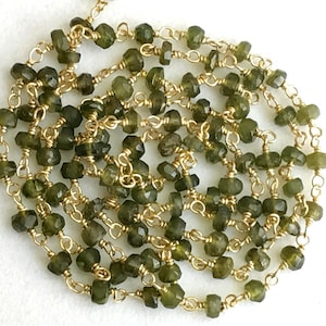 3-3.5mm Vessonite Wire Wrapped Faceted Rondelle Beads, Chain by the ...