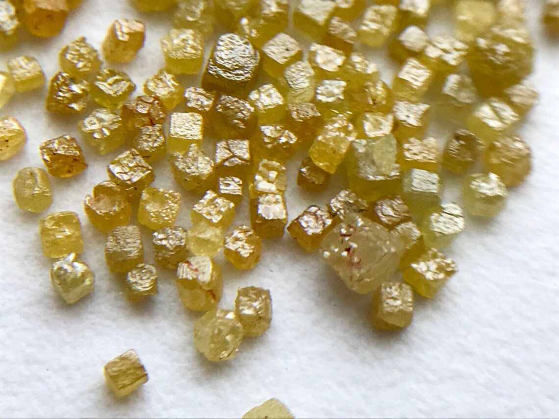 1-2mm Yellow Rough Diamond Perfect Cube Natural Yellow Tiny - Etsy