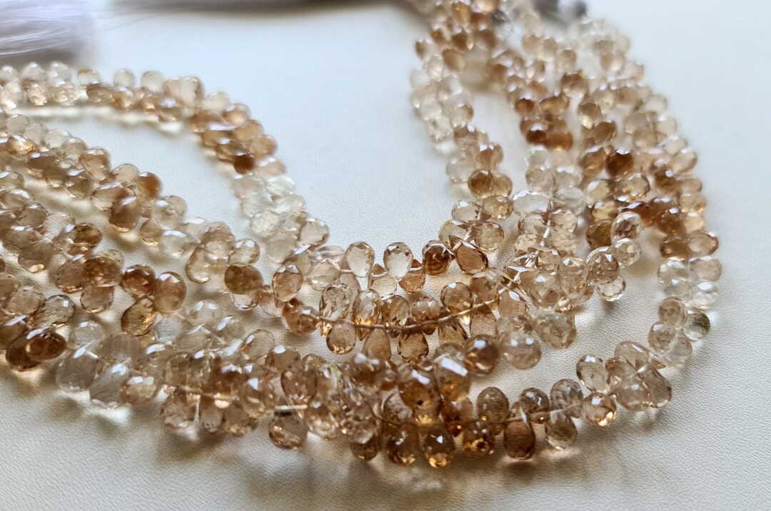 5.5-6mm Brown Topaz Faceted Teardrop Beads Natural Brown Topaz Drop ...