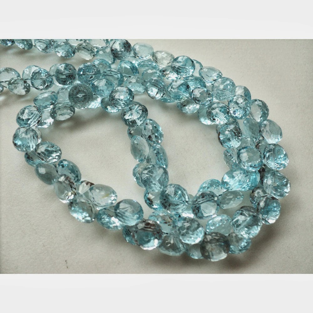 7-8mm Swiss Blue Topaz Beads Faceted Onion Beads, Blue Topaz Faceted ...