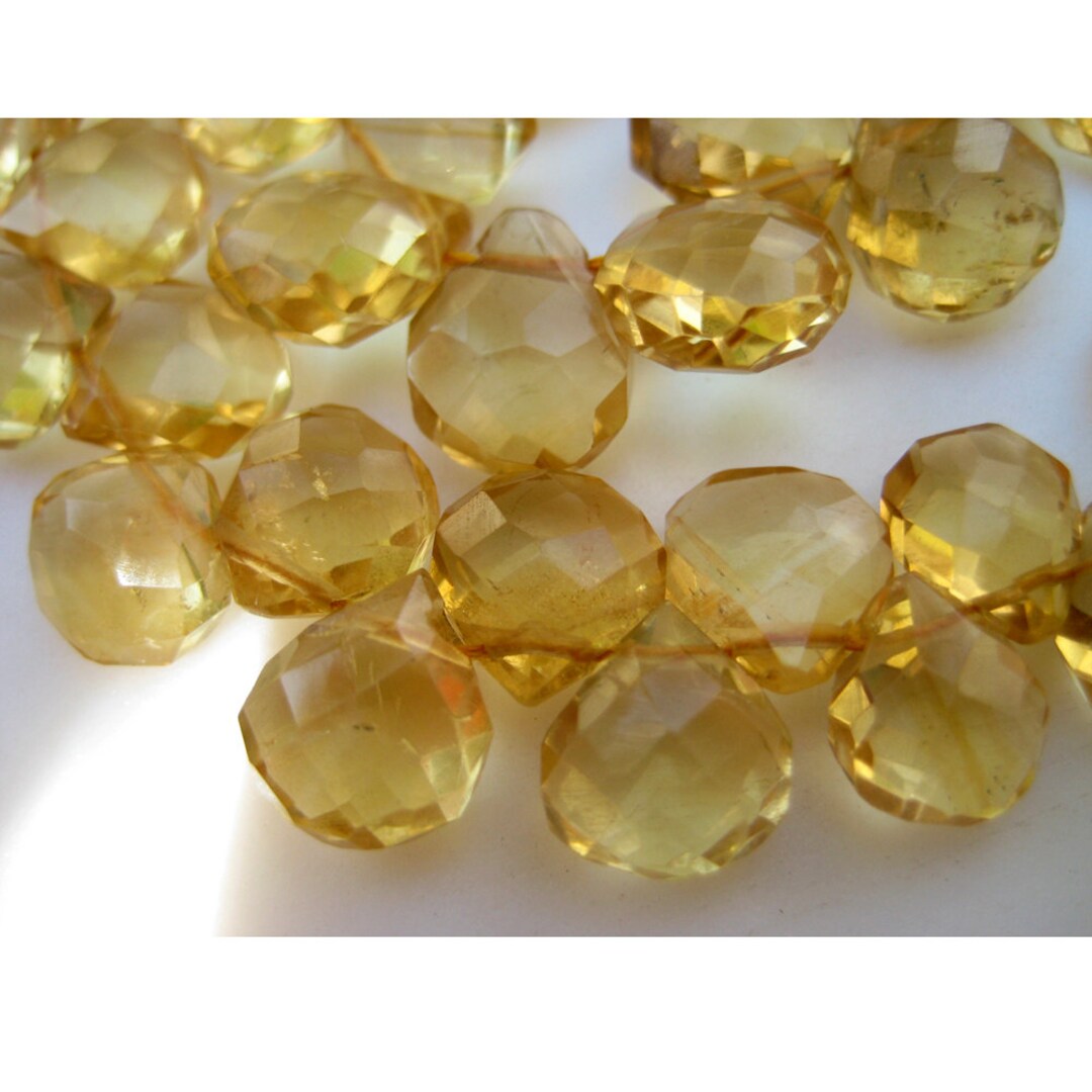 6mm-9mm Citrine Faceted Heart Briolettes, Citrine Heart Beads, Natural ...