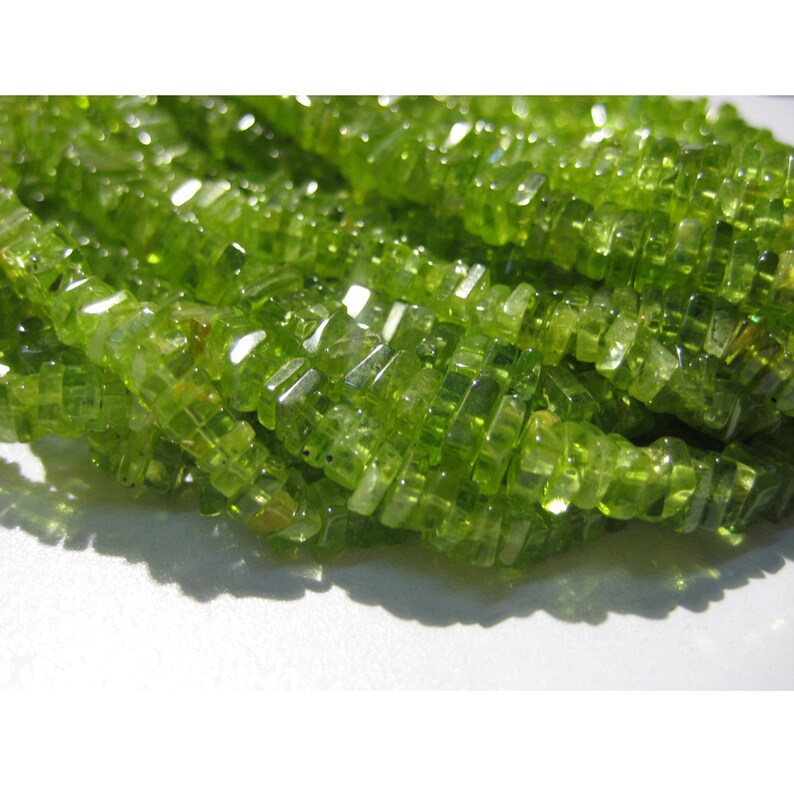5mm Peridot Square Heishi Cut Beads, Peridot Flat Square Heishi ...