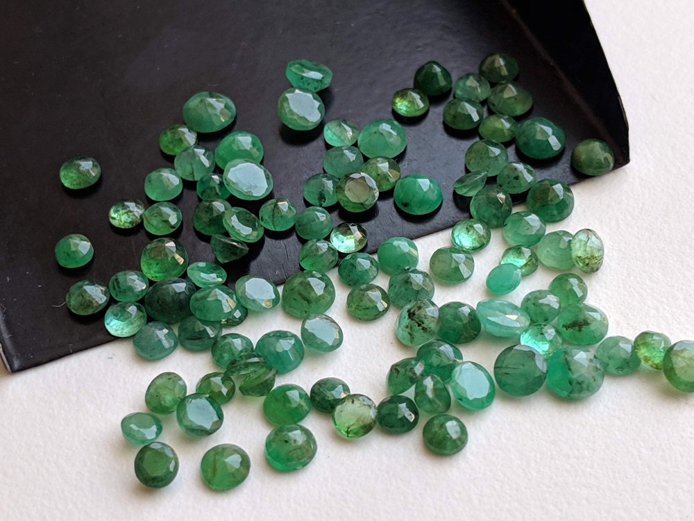 3-5mm Emerald Round Cut Stones, Natural Loose Emerald Faceted Round ...
