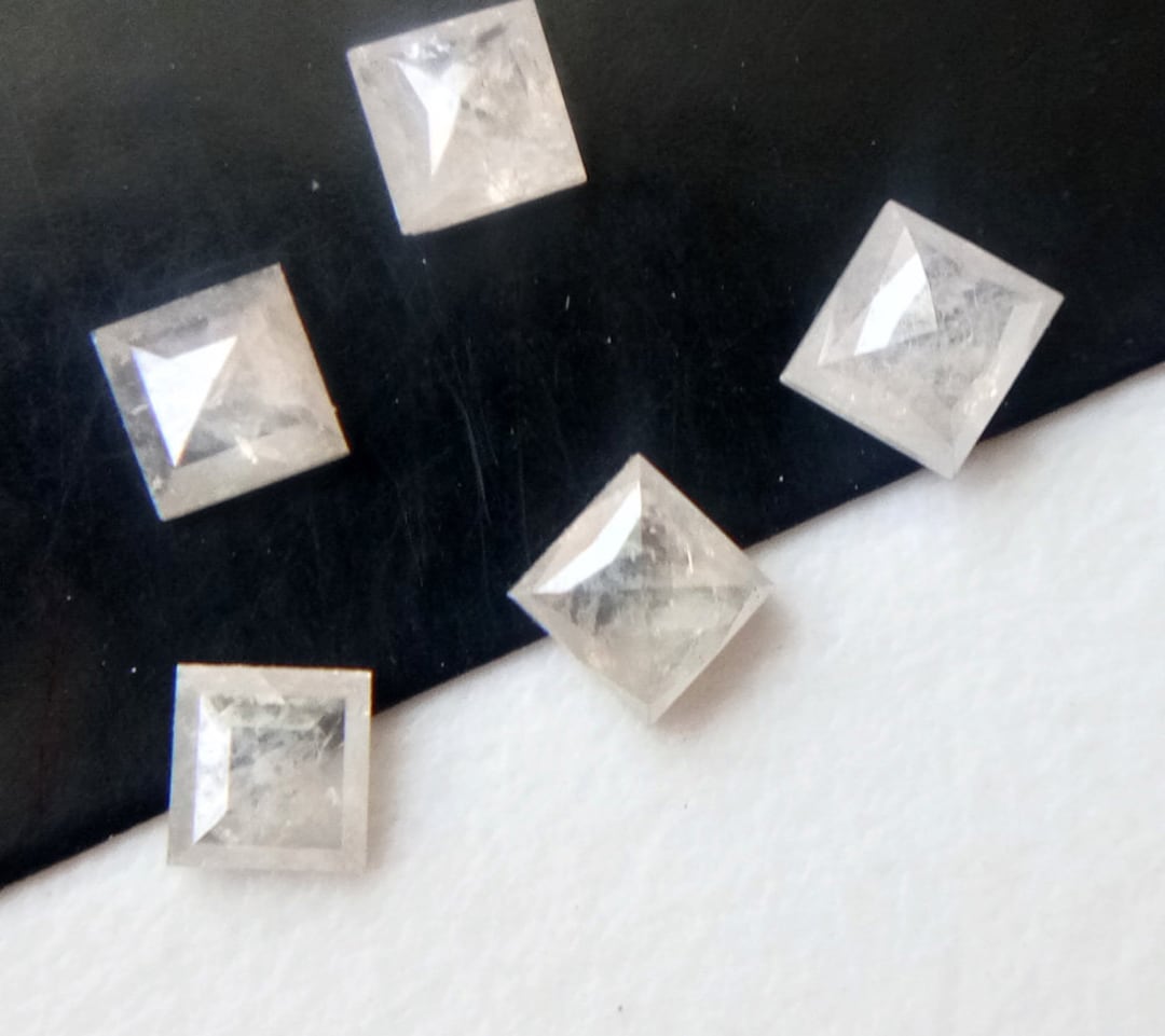 3.2-3.5mm White Diamond Princess Cut Natural White Sparkling - Etsy