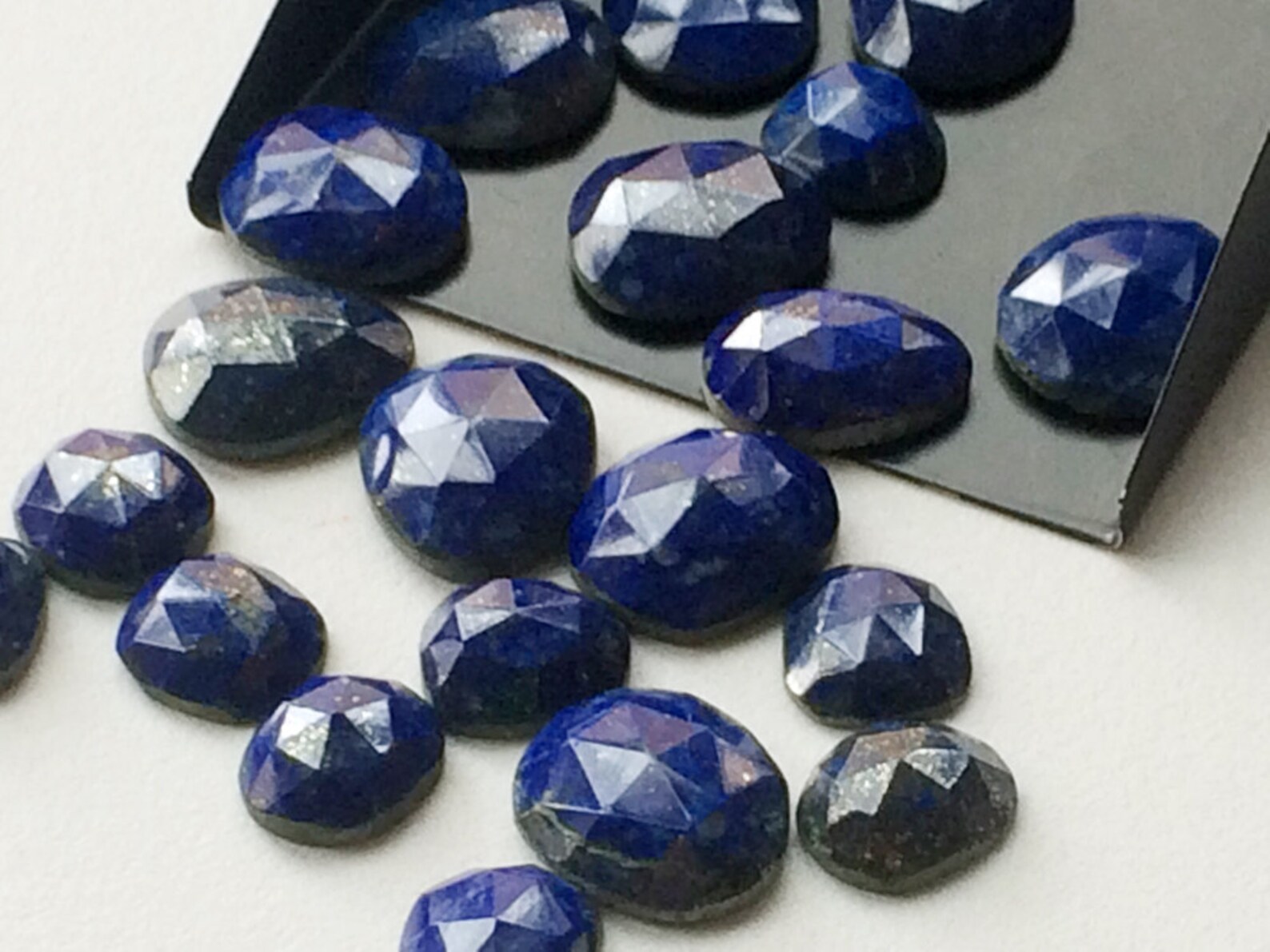 17-20mm Lapis Lazuli Faceted Cabochons, Lapis Lazuli Flat Back Rose Cut ...