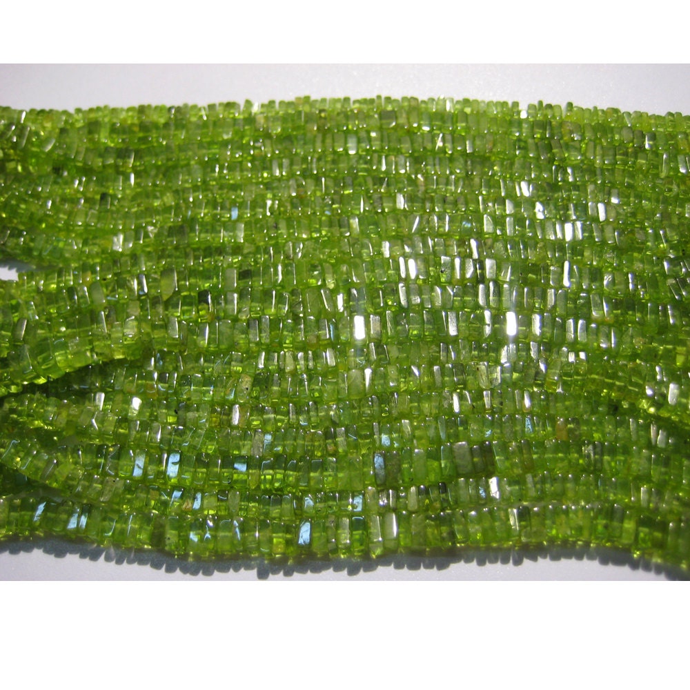 5mm Peridot Square Heishi Cut Beads, Peridot Flat Square Heishi ...