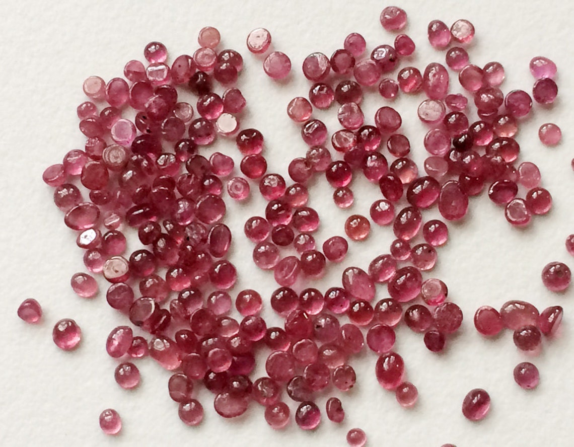 2-3mm Ruby Plain Round Flat Back Cabochons, Natural Loose Ruby Gems ...