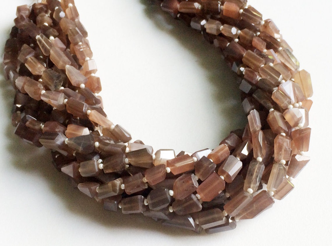 7-10mm Chocolate Moonstone Step Cut Faceted Tumbles Chocolate - Etsy