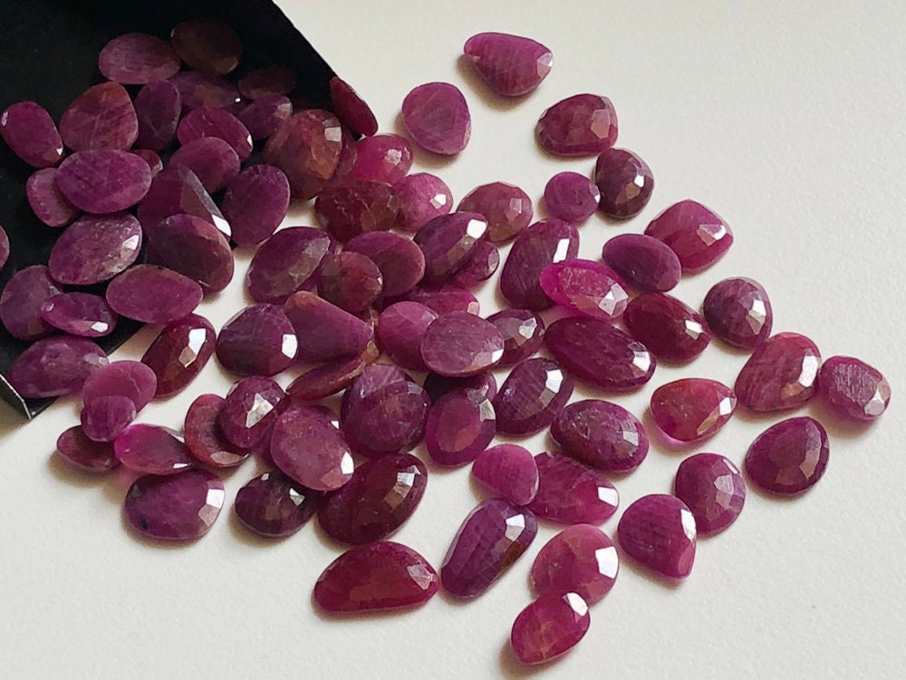 8-12mm Ruby Rose Cut Cabochons, Natural Ruby Rose Cut Flat Back ...