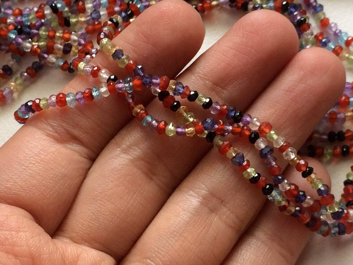 2.5-3mm Multi Gemstone Beads, Multi Gems Faceted Rondelles, 13 Inches ...