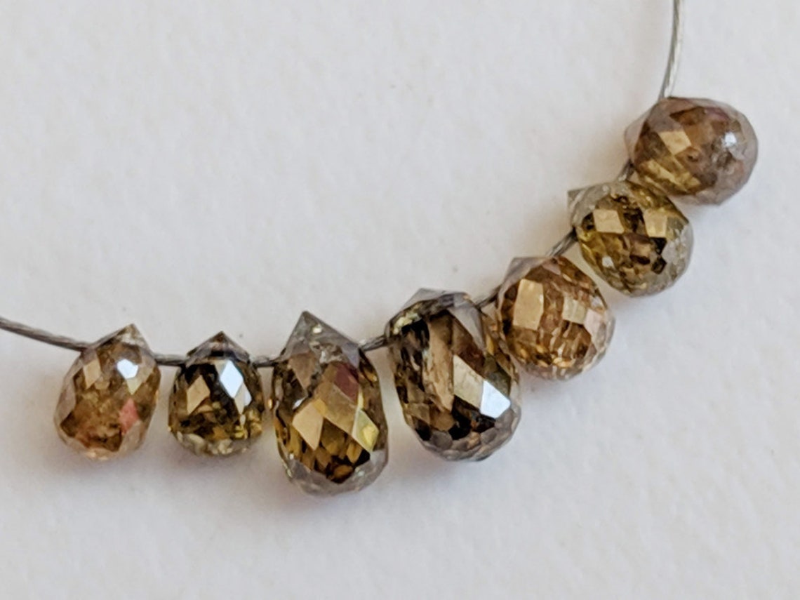 Champagne Faceted Diamond Tear Drops 3-4mm Natural Champagne Diamond ...