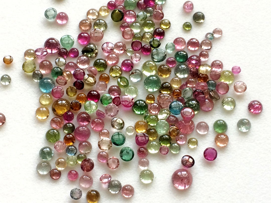 2-3mm Tourmaline Plain Round Cabochons, Multi Tourmaline Flat Back ...